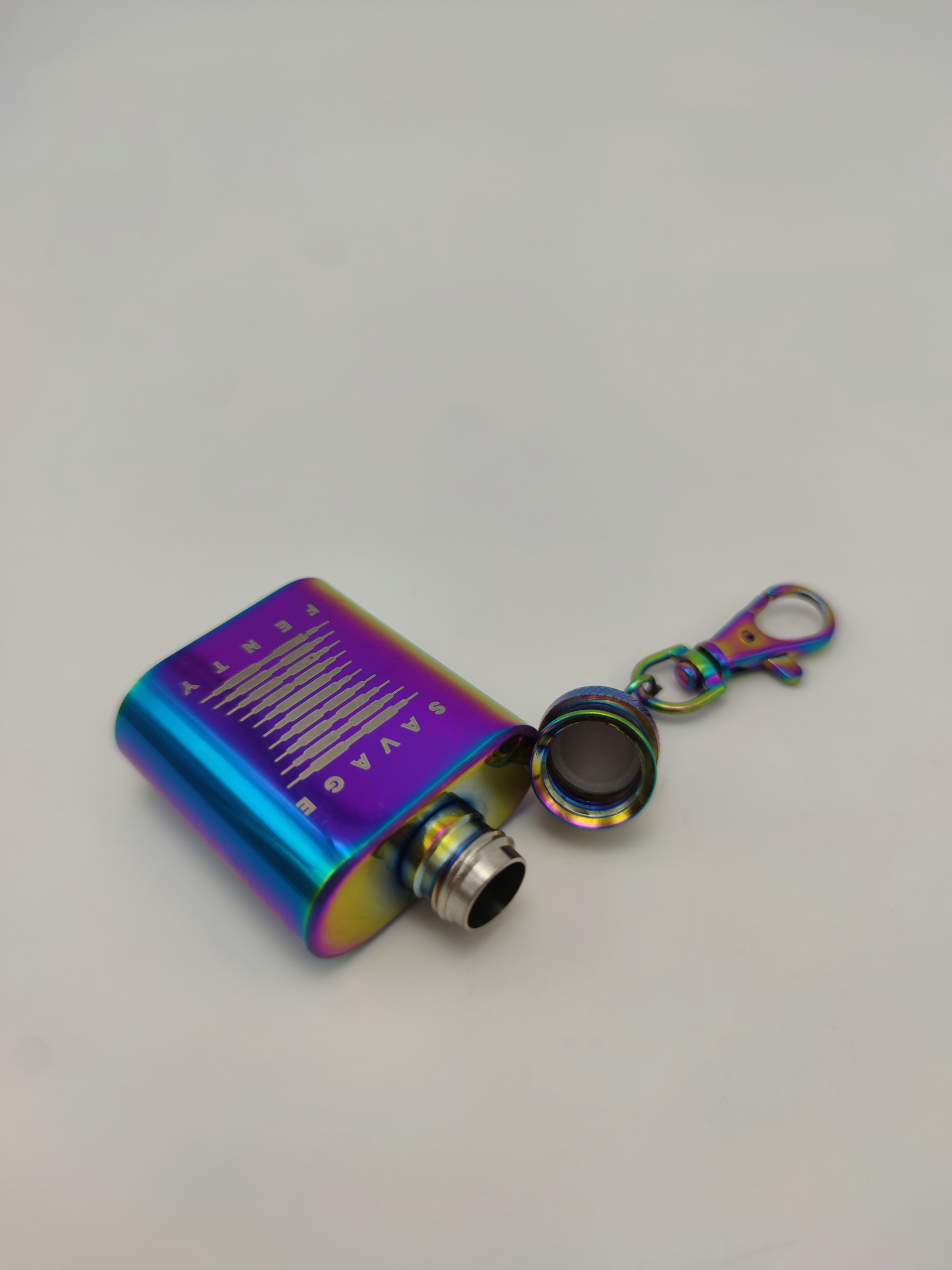 Iridescent Stainless Steel Mini Flask Keychain,Fancy Things,Glass