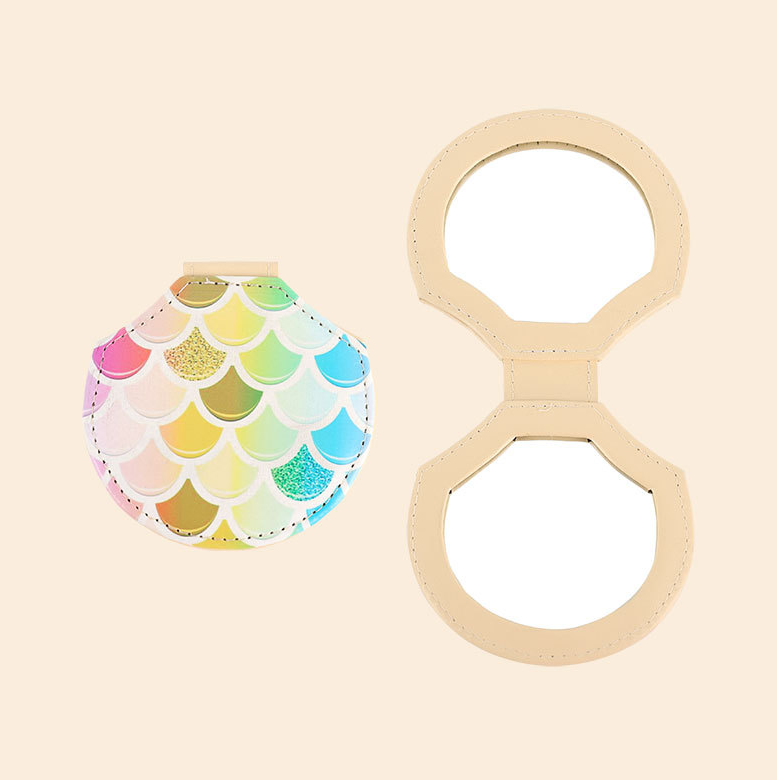 PU Shell Makeup Pocket Mirror