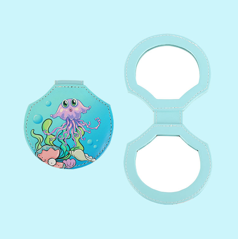 PU Shell Makeup Pocket Mirror