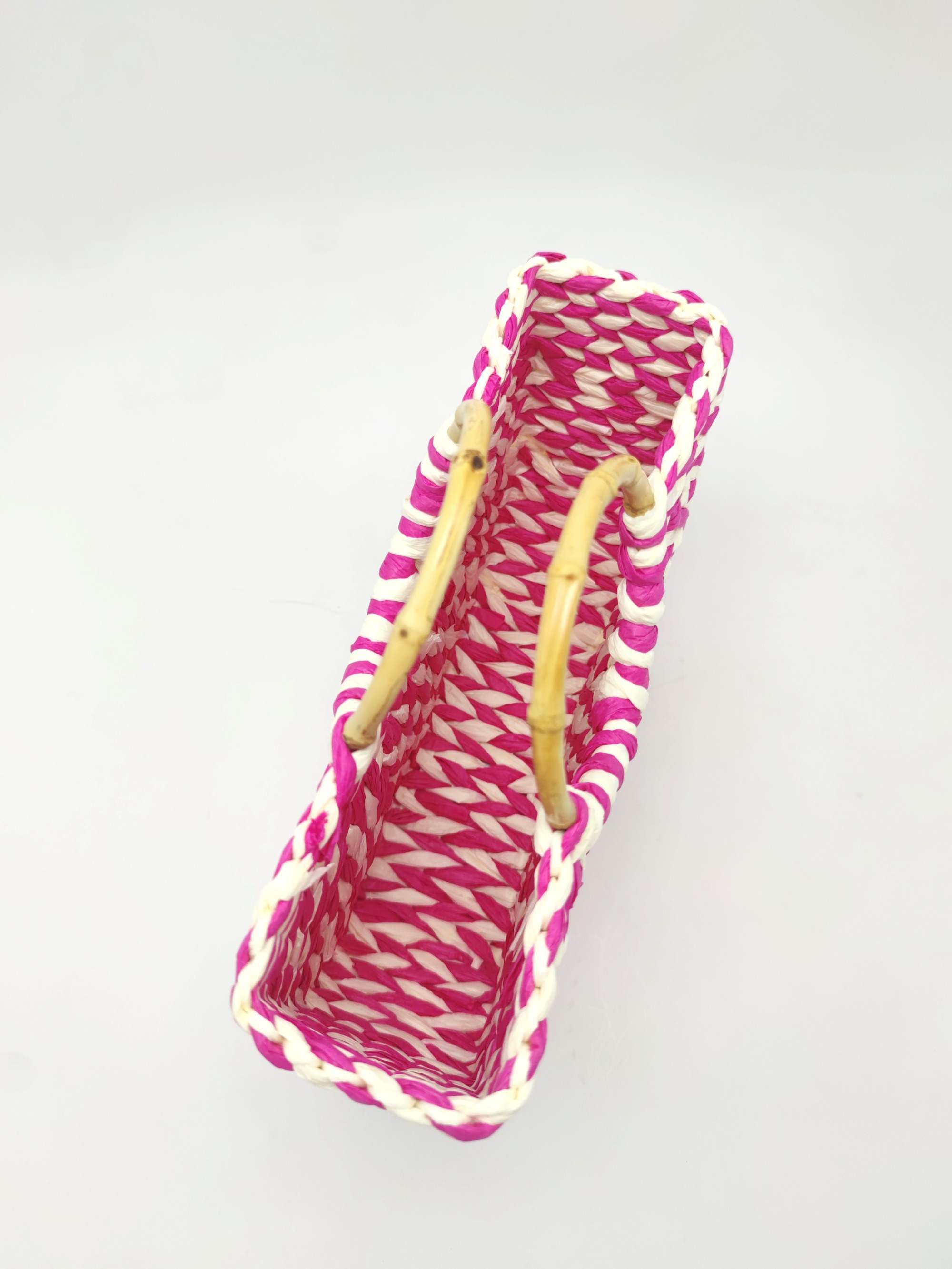 Handmade Paper Straw Bag with Bamboo Handle,Bags,Shoulder bags