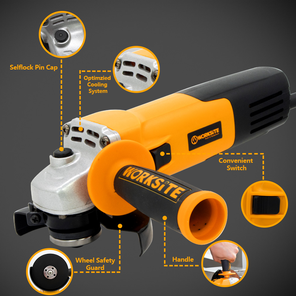 WORKSITE Angle Grinder 4.5inch Mini Variable Speed Corded Grinders 220V