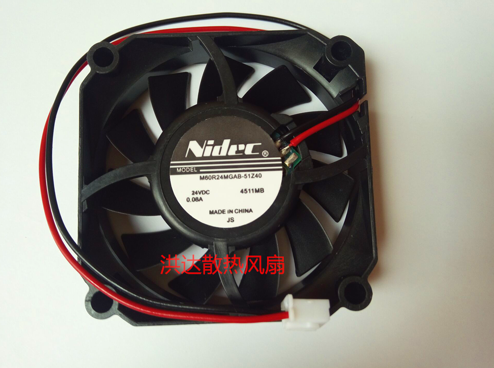 Nidec M60R24MGAB-51Z40 DC 24V 0.08A 60x60x15mm 2-Wire Server Cooling Fan
