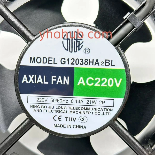 AXIAL G12038HA2BL AC 220V 0.14A 120x120x38mm 2-Wire Server Cooling Fan