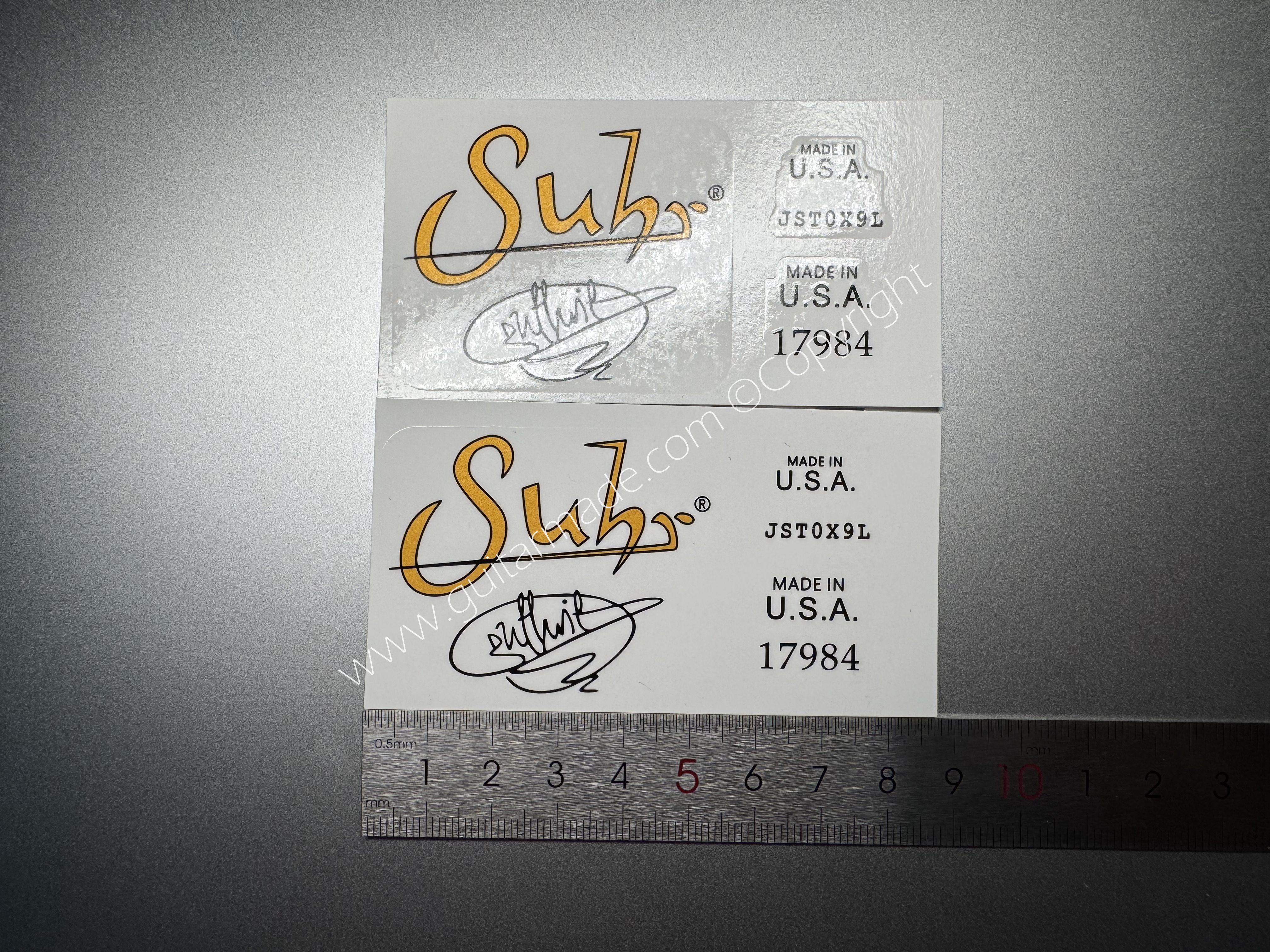 SHIP FROM CHINA !! SUHR Guitar Metallic ink Neck Headstock Decals Sticker
