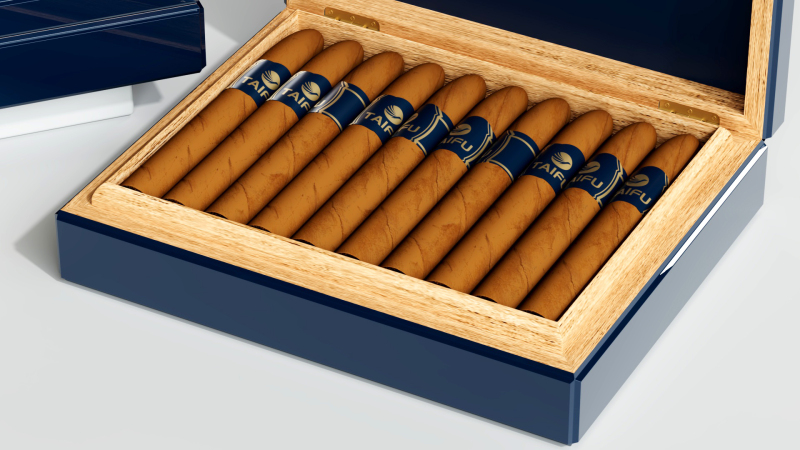 High Glossy Dark Blue Color Cigar Box with Glossy Lacquer/Paint Hold 10 ...