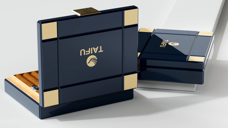 High Glossy Dark Blue Color Cigar Box with Glossy Lacquer/Paint Hold 10 ...