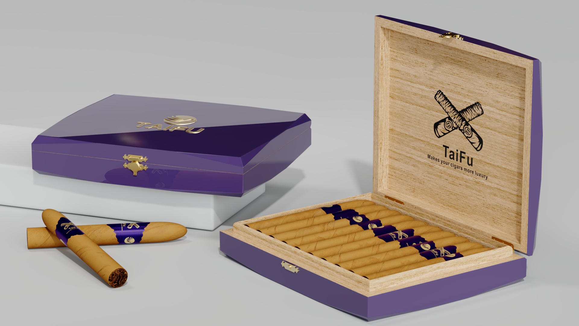 Mysterious Purple Cigar Box with High Glossy Lacquer/paint Cigar Wood ...