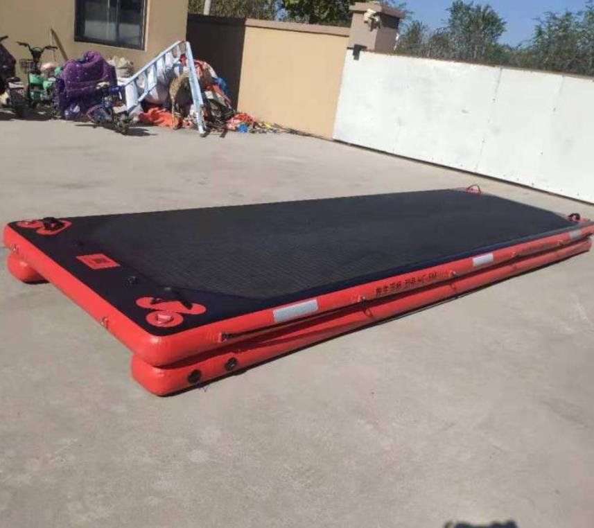 Water and ice rescue platform-inflatable pontoon