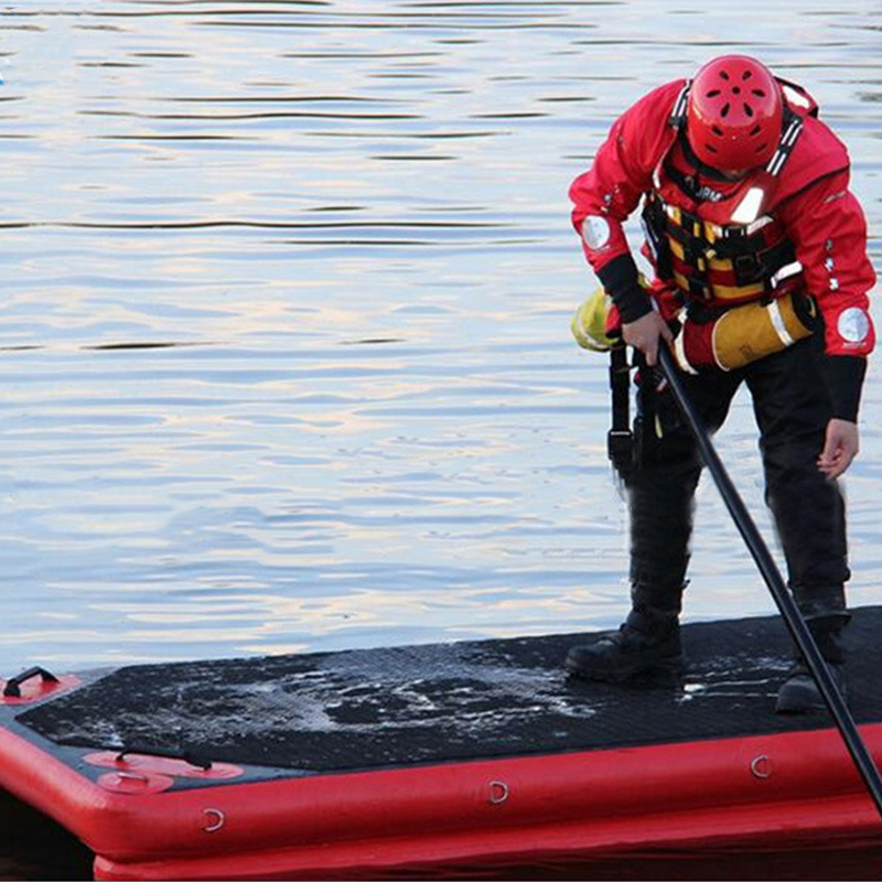 Water and ice rescue platform-inflatable pontoon
