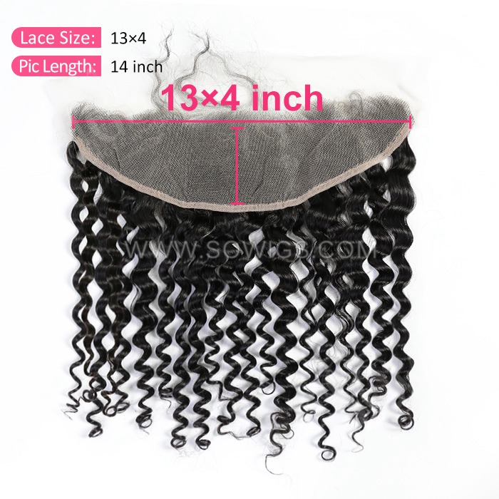 13*4 Lace Frontal Italian Curly Hairline Pre plucked Knots Lightly ...