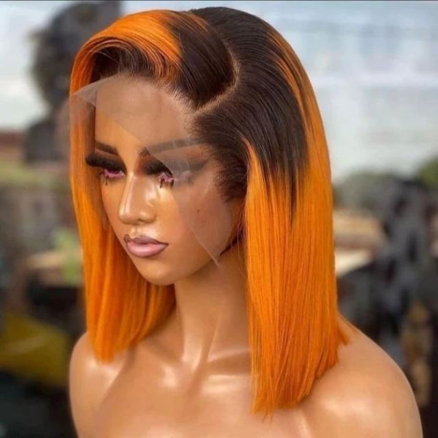 T1B/350 Color Bob lace wigs Frontal Wigs Straight Hair 150% Density ...