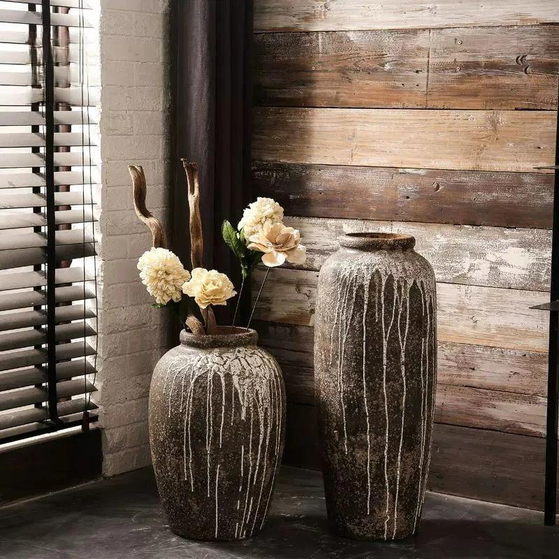 Clay Flower Vases Rustic Brown