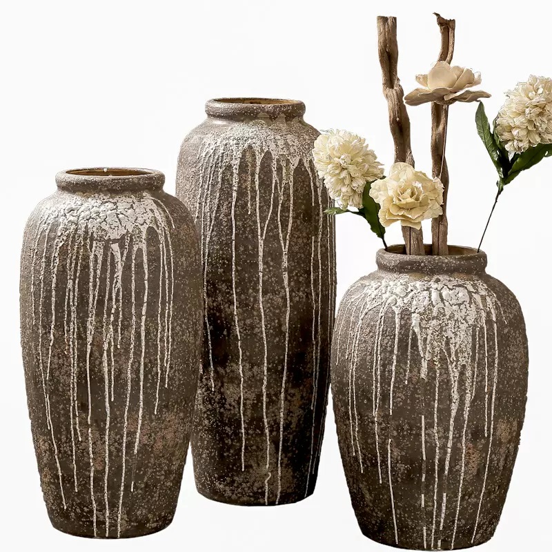Clay Flower Vases Rustic Brown