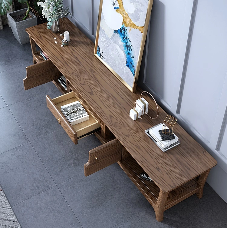 Nordic full solid wood TV cabinet modern simple living room, coffee ...