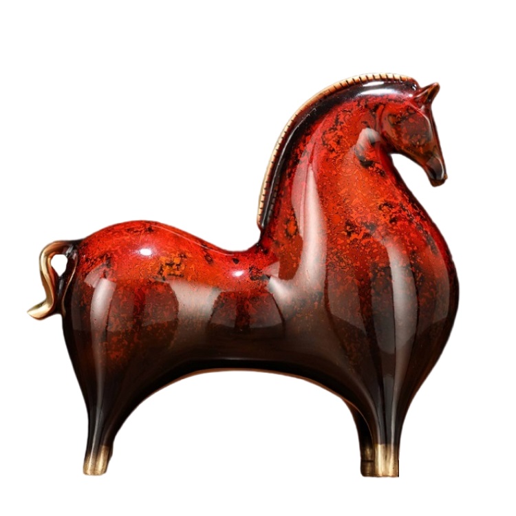 Copper horse ornaments full copper lacquer horse to successful creative ...