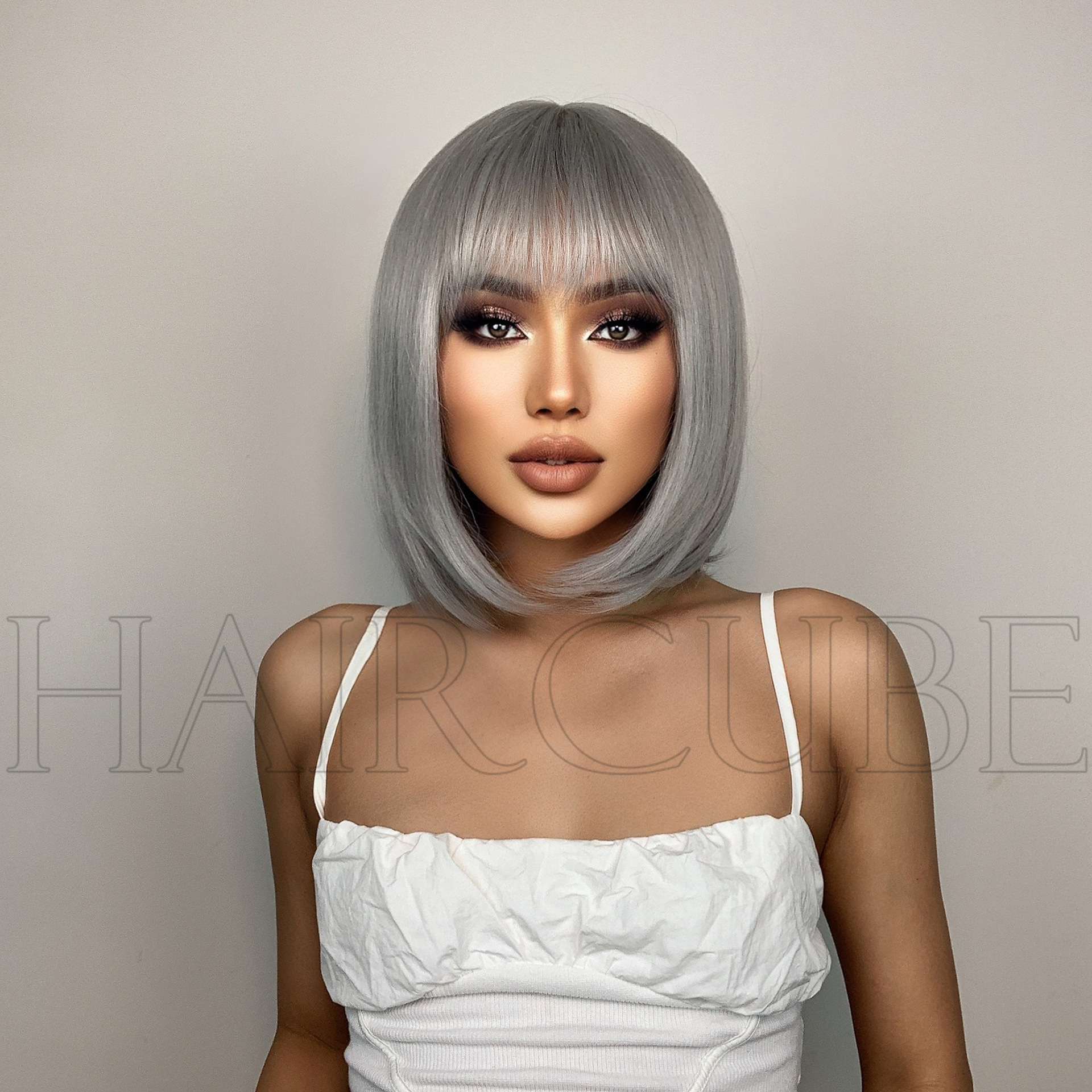 Wig Women's silver gray BoBo head short wig cool short hair wigs