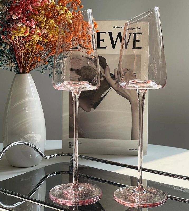 French slanted champagne glass