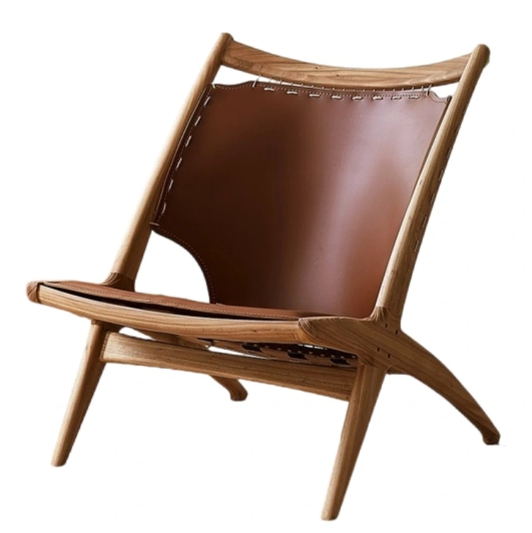Saddle leather chair wood samurai chair