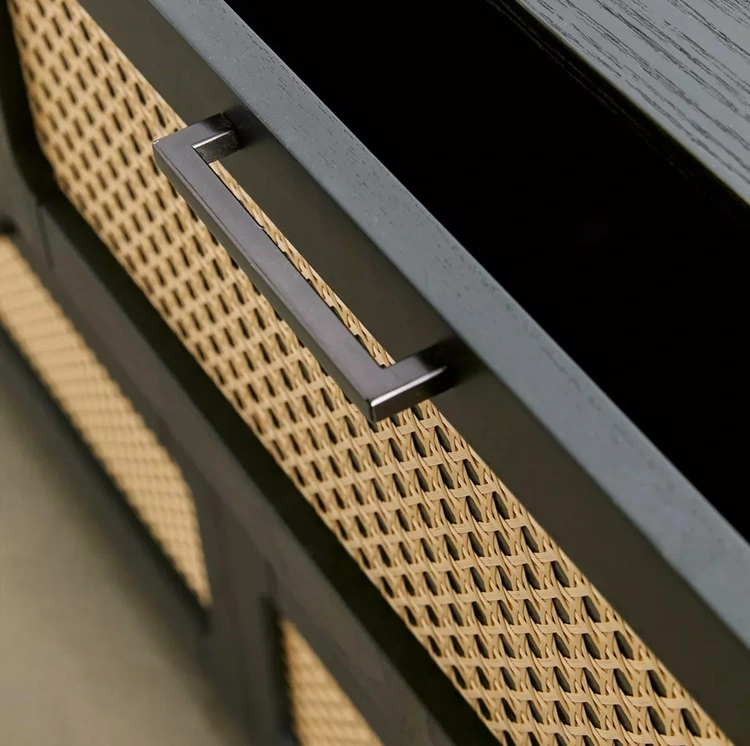 Wood rattan drawer cabinet