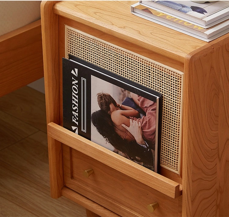 Bedside stand table natural rattan bed stand