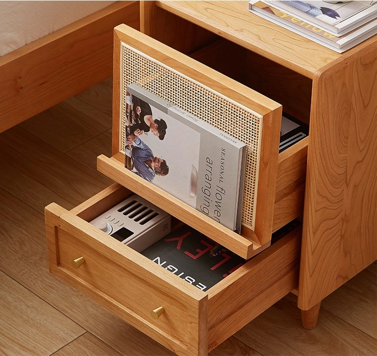 Bedside stand table natural rattan bed stand