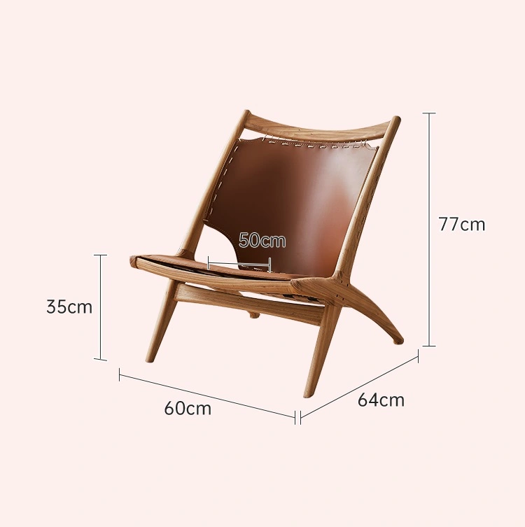 Saddle leather chair wood samurai chair