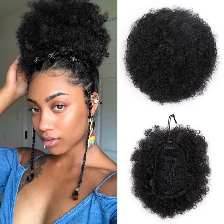 Women's wig explosion bun hairstyle Afro curls