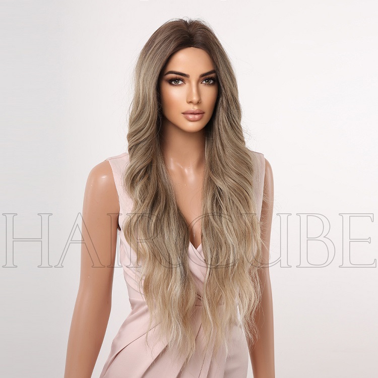 Center Part Golden Ombre Big Wavy Wig