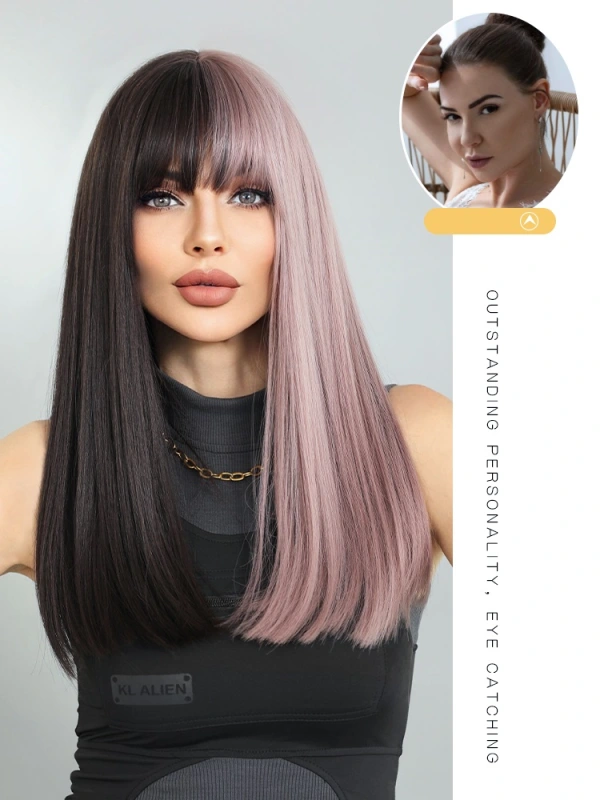 Long Straight Two-Tone Wig