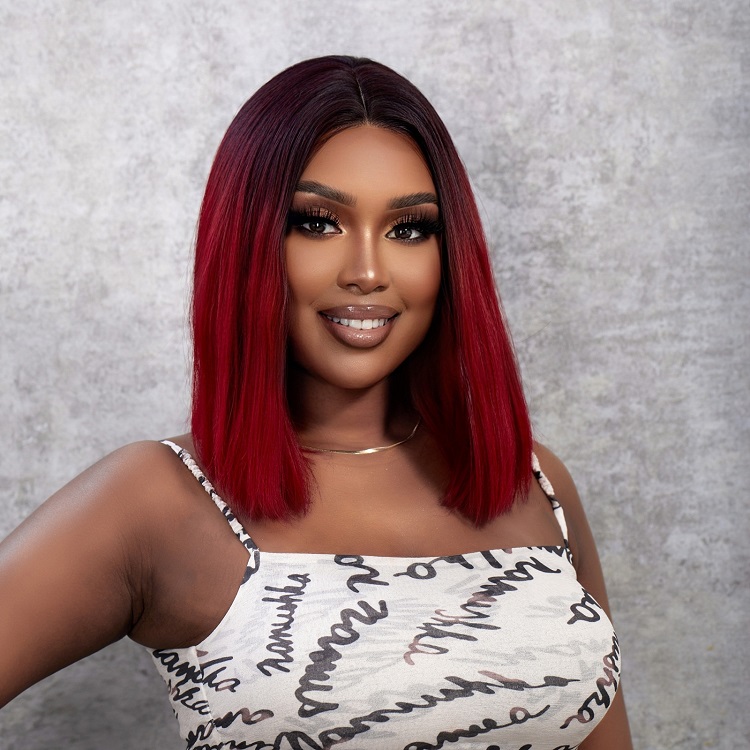 Ombre Wine Red Bob Wig