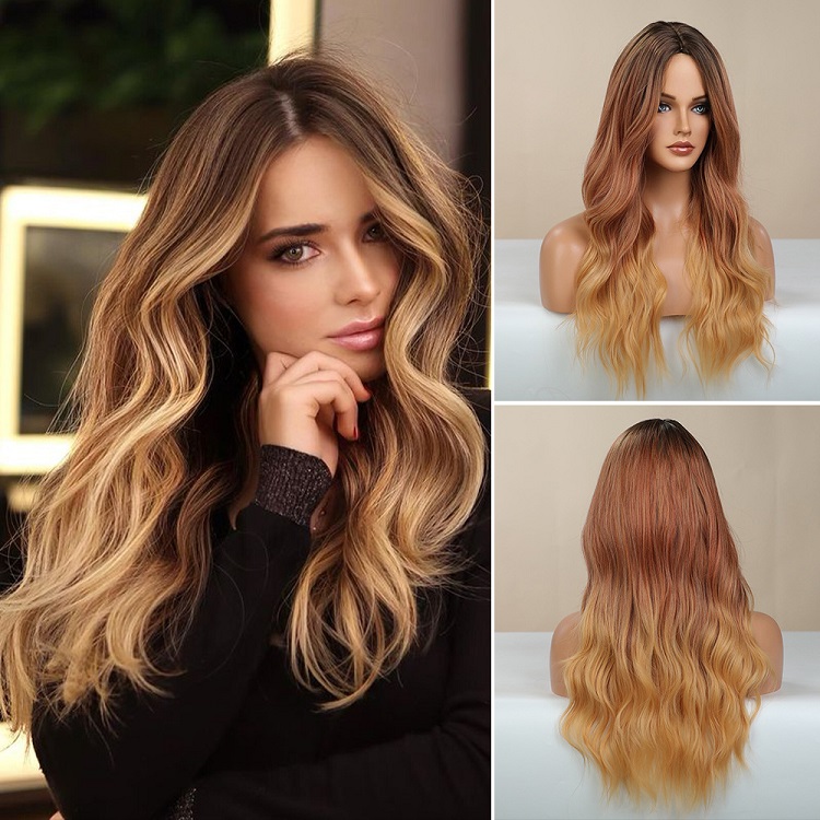 Center Part Ombre Curly Wig
