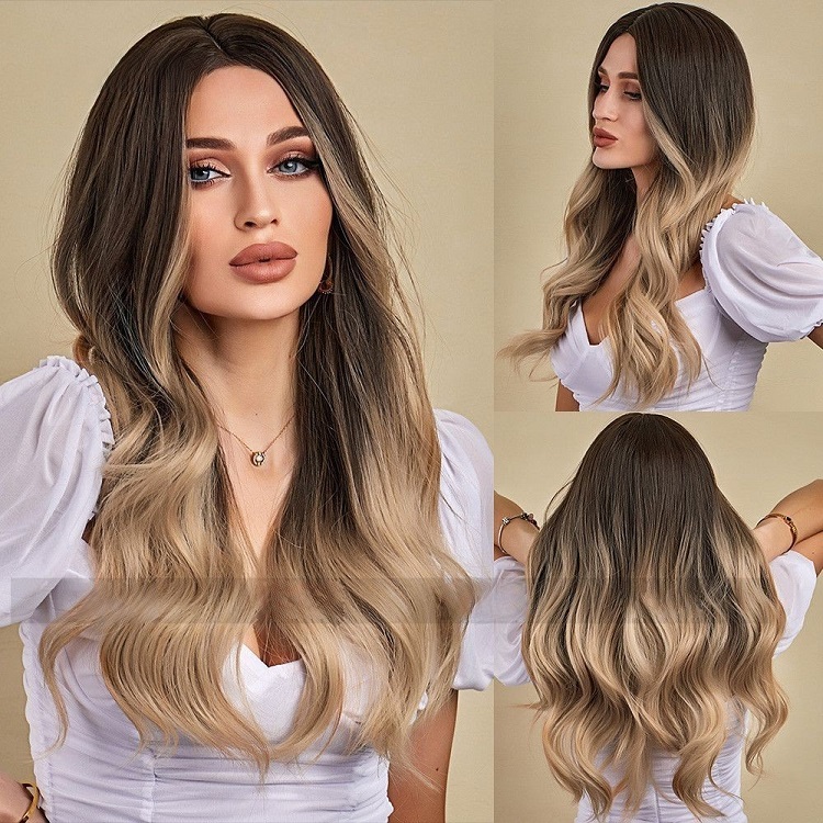 Center Part Ombre Golden Wig