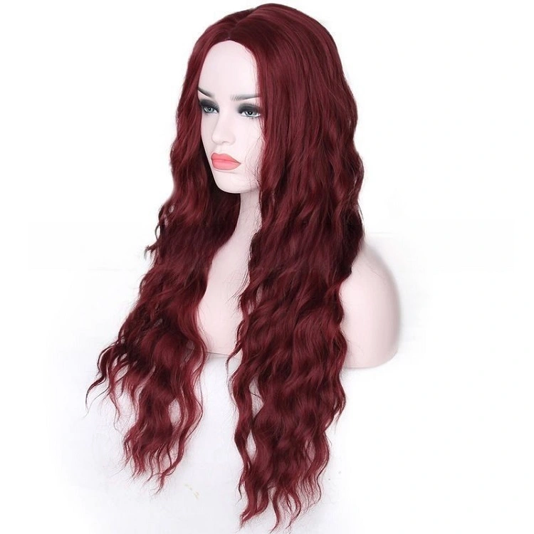 Long Curly Wine Red Wig
