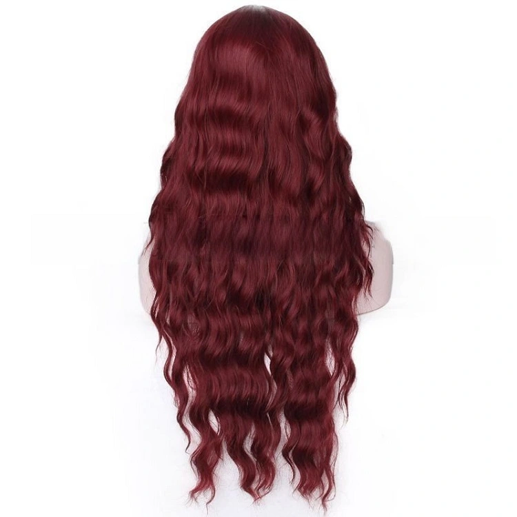 Long Curly Wine Red Wig
