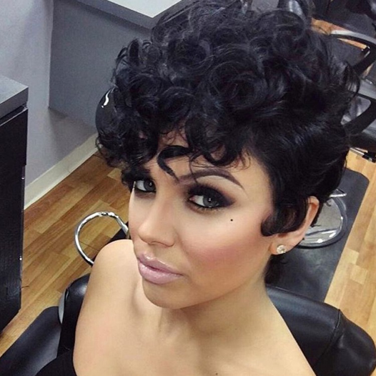 Afro Curly Wigs with Side Bangs