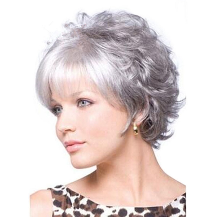 Short Gray Curly Wigs