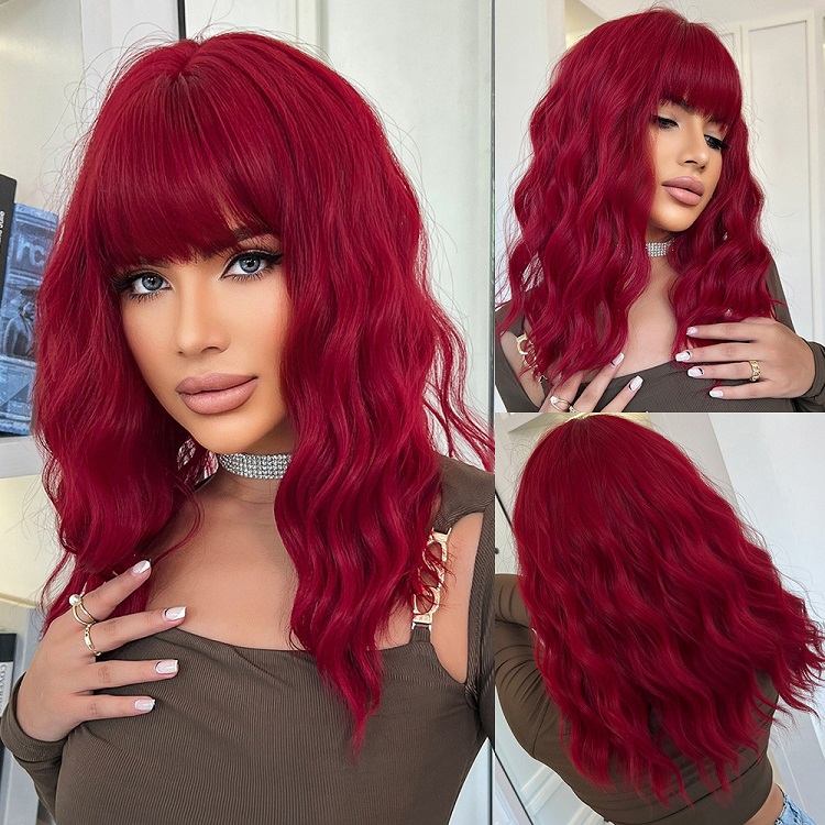 Burgundy Bobo Wig with Bangs