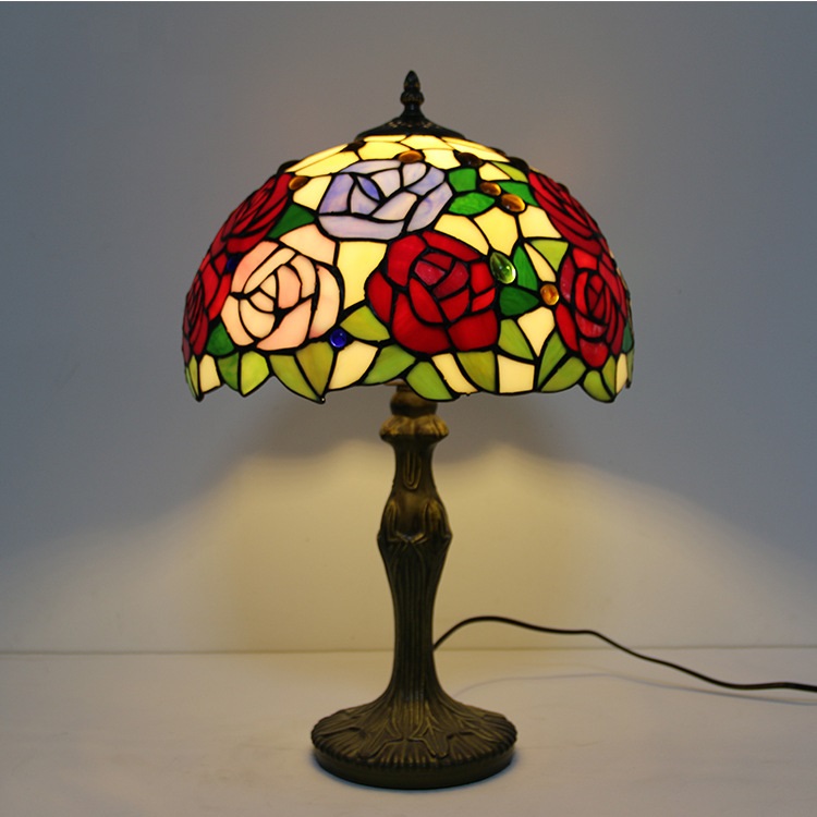 Tiffany Rose Glass Desk Lamp
