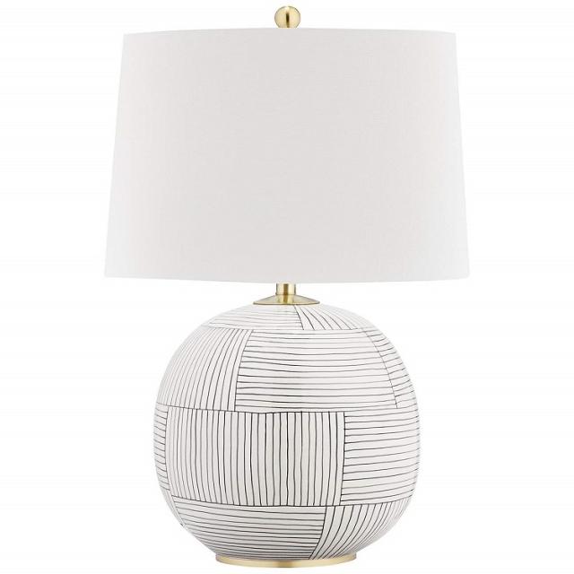 White Striped Ceramic Table Lamp