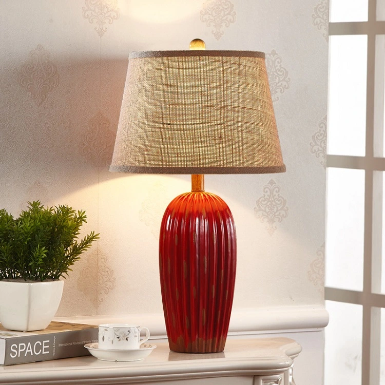 Vintage Red Ceramic Table Lamp