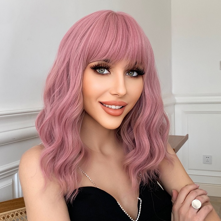 14" Pink Water Wave Wig