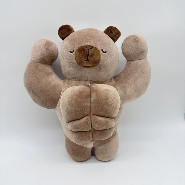 Brown muscle teddy bear Plush Doll