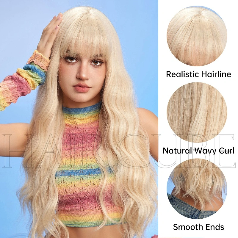 Light Yellow Long Curly Wig