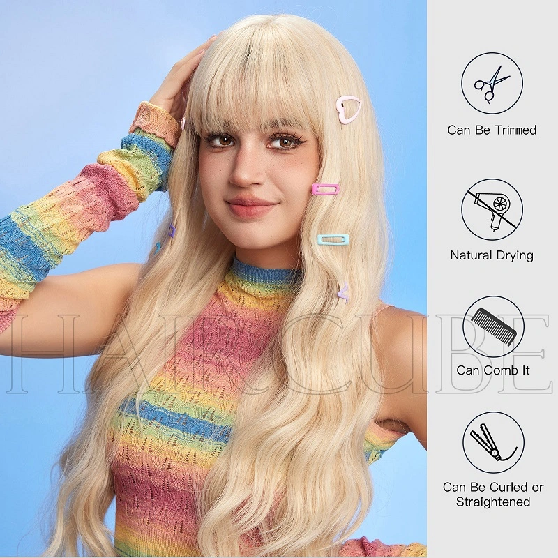 Light Yellow Long Curly Wig