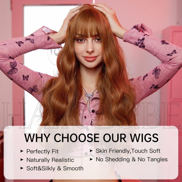 Orange Long Curly Y2K Wigs
