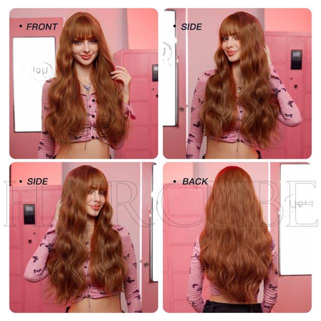 Orange Long Curly Y2K Wigs