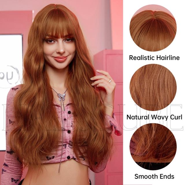 Orange Long Curly Y2K Wigs