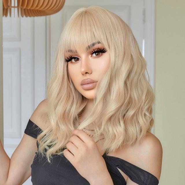 Blonde Noodle Curly Short Wig