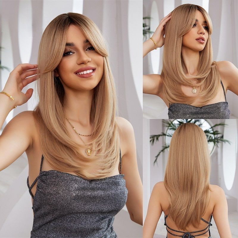 Light Brown Mid-Part Wig