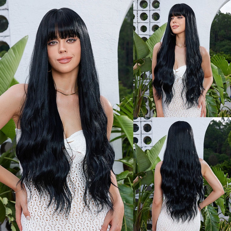 30 Inch Black Long Wavy Wig